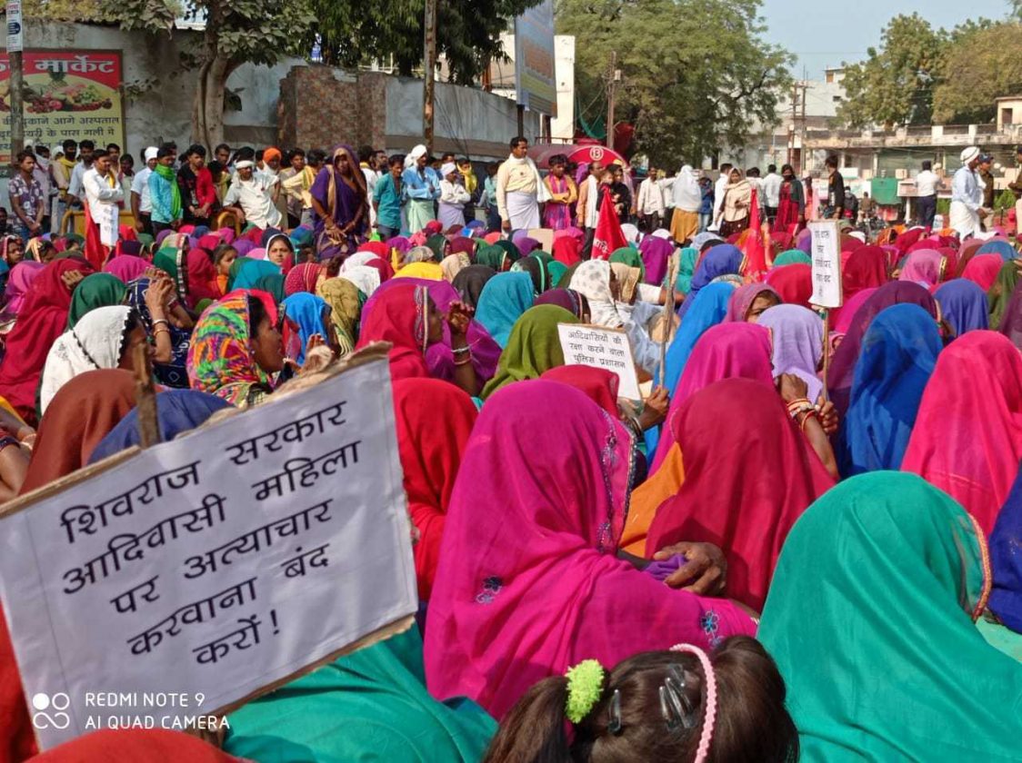 Adivasi Women Protest Against Attack On A Tribal Village In MP